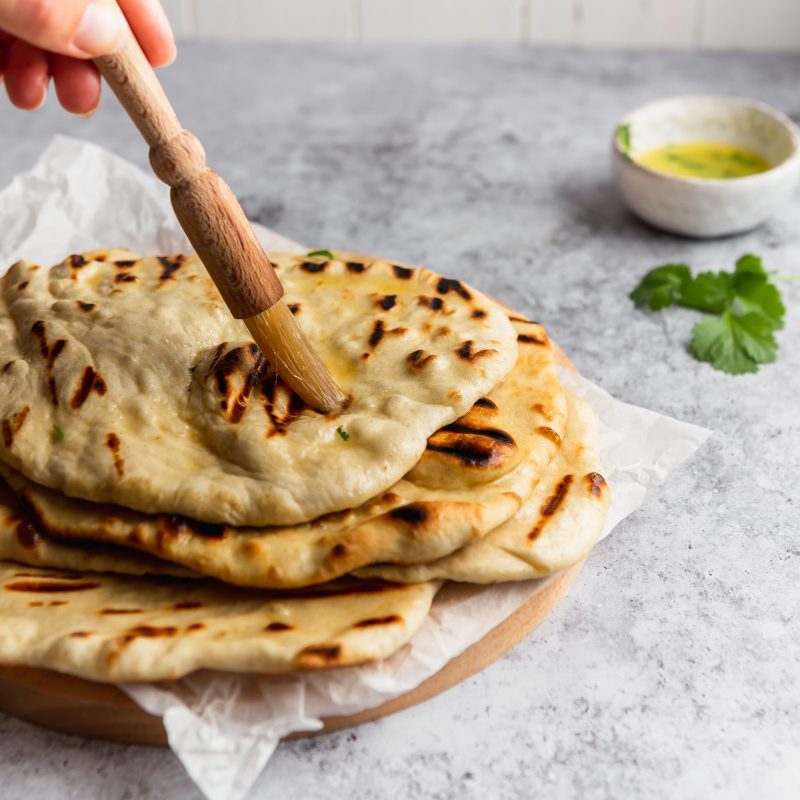 Homemade naan breads, with garlic and coriander butter – Sarah's ...