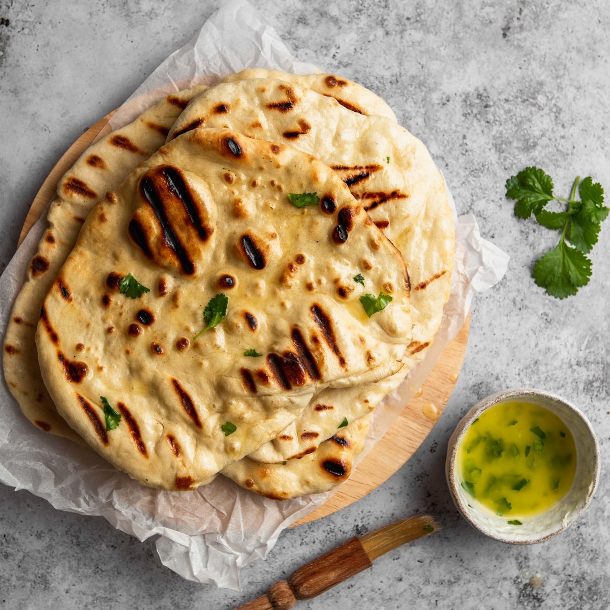 Homemade naan breads, with garlic and coriander butter – Sarah's ...